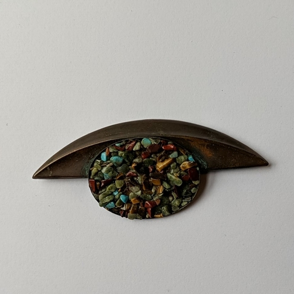 Kate Hines | Jewelry | Kate Hines Modernist Copper Stones Brooch Signed ...